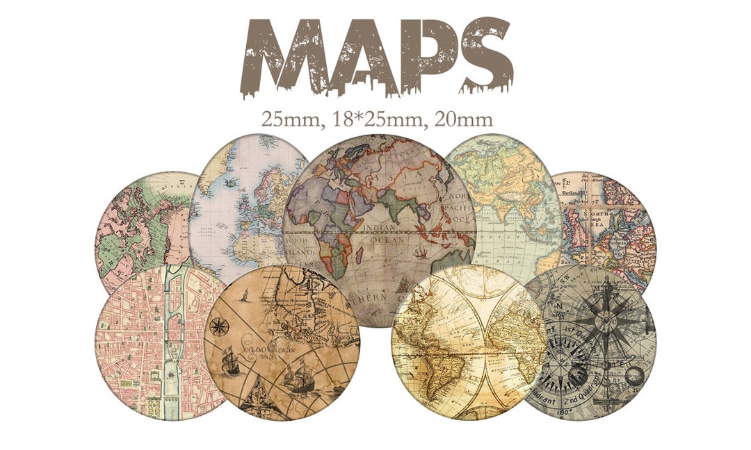 Printable Digital Collage Sheet Images "old Maps, Vintage, Retro, World ...