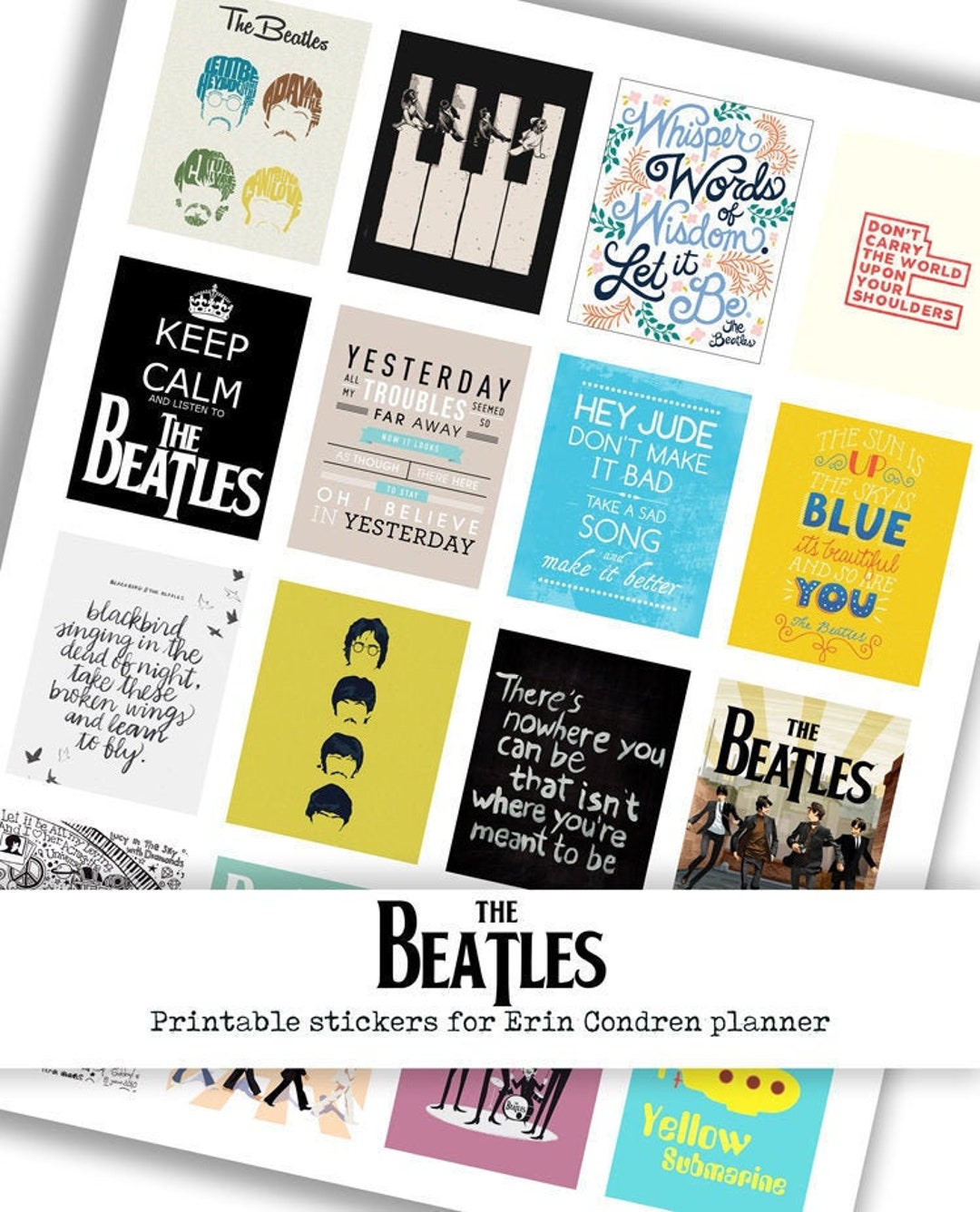 Printable Stickers "the Beatles, Quote, Lyric, Let It Be, Yesterday ...