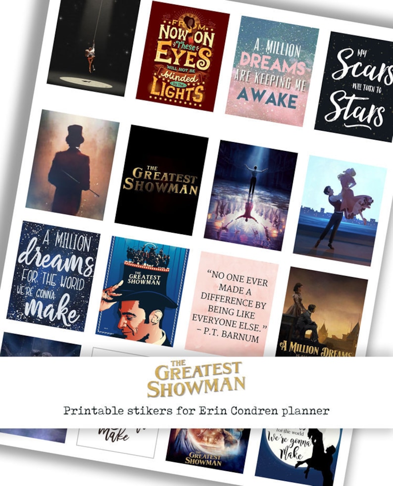 Printable Stickers the Greatest Showman, Circus, Movie, Film Erin ...