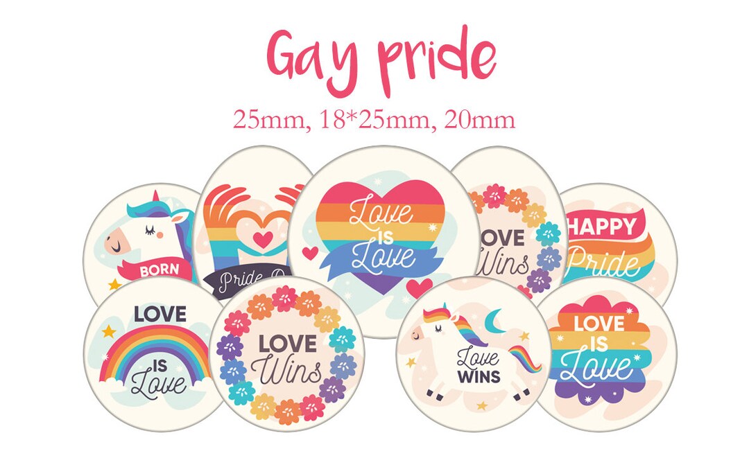 Printable Digital Collage Sheet Images "gay Pride, Rainbow, Unicorn ...