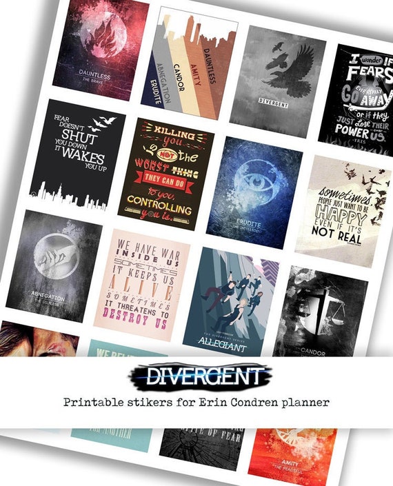 Printable Stickers divergent Tris Four Tobias | Etsy