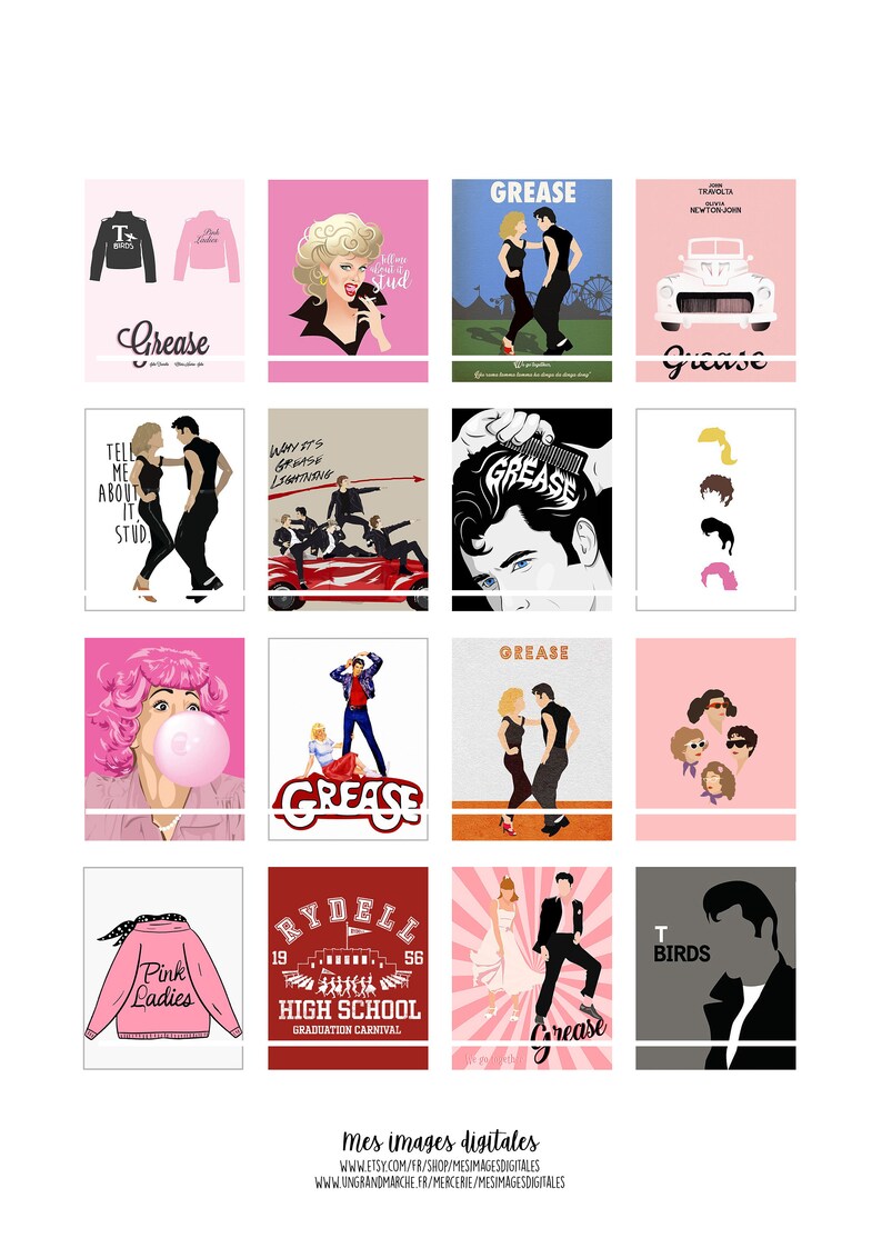Printable Stickers grease Pink Ladies T Bird Danny - Etsy