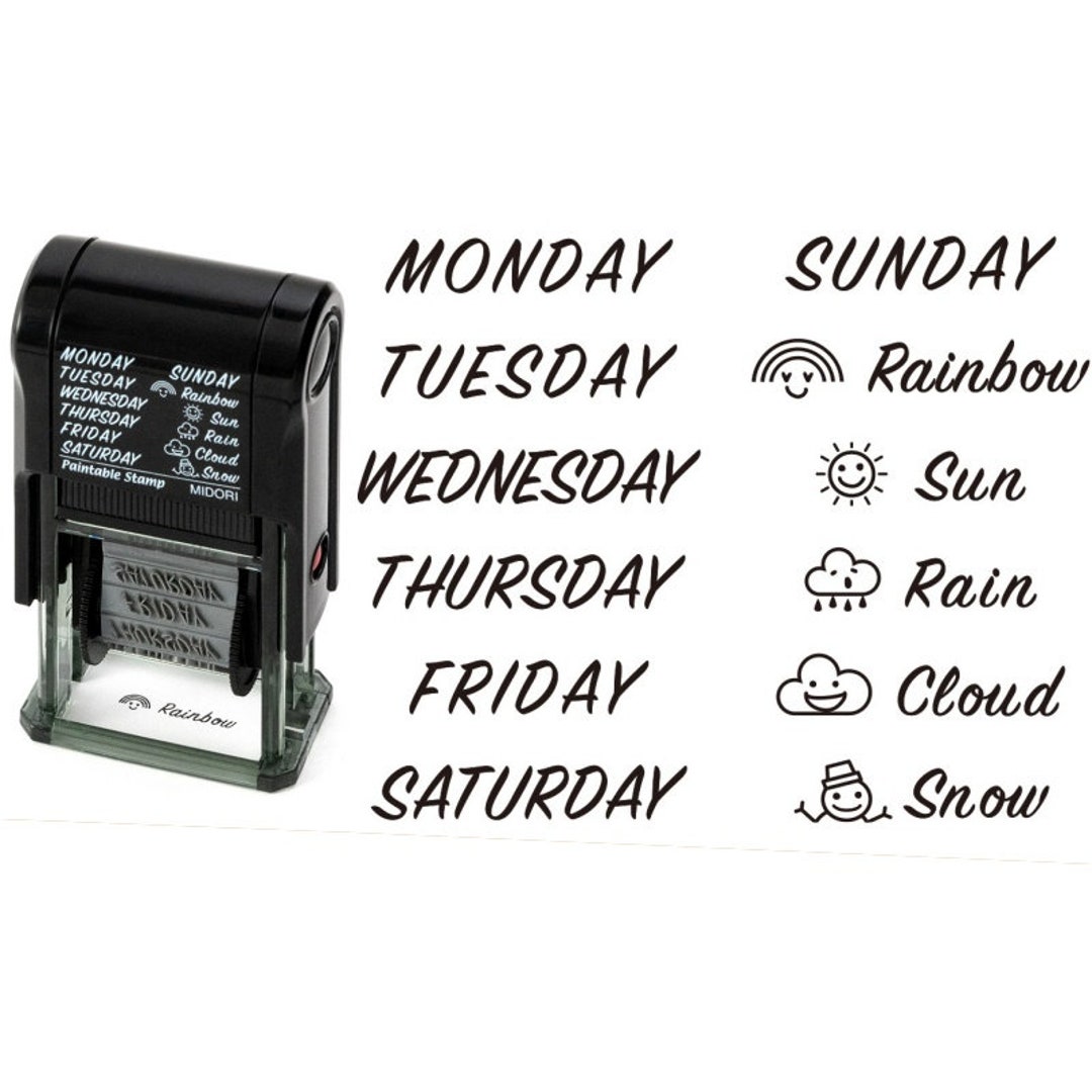 Midori, Days of the Week and Weather, Paintable Stamp Rotating Type - Etsy