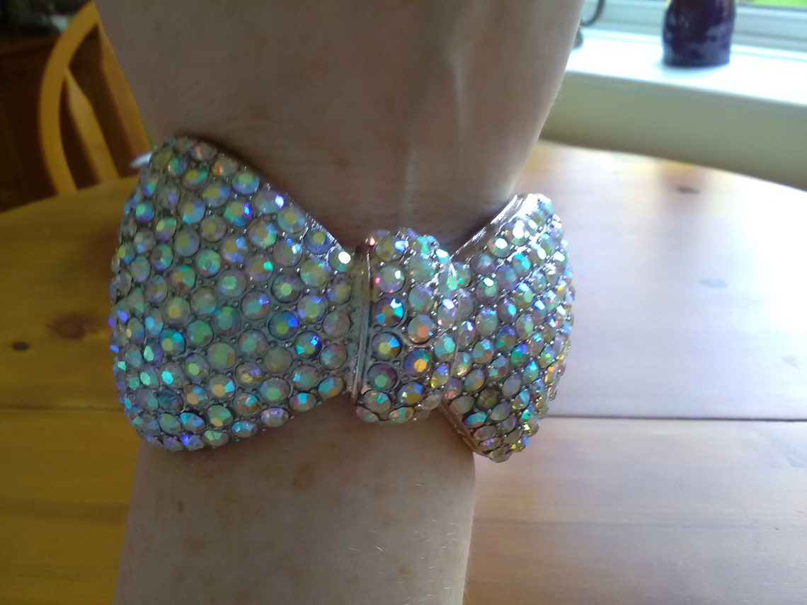 Vintage Large Butler and Wilson Crystal Bow Shaped Cuff Bangle Bracelet ...