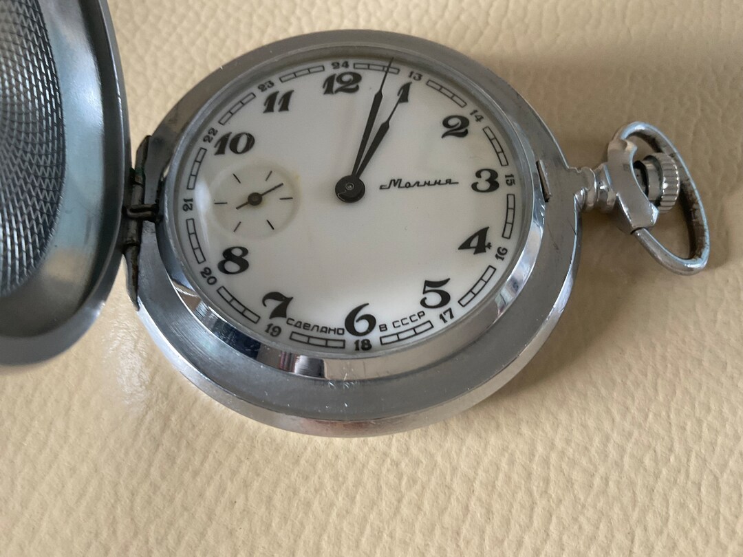 Vintage Molinja Pocket Watch Russian Made Full Hunter Style Collectible ...