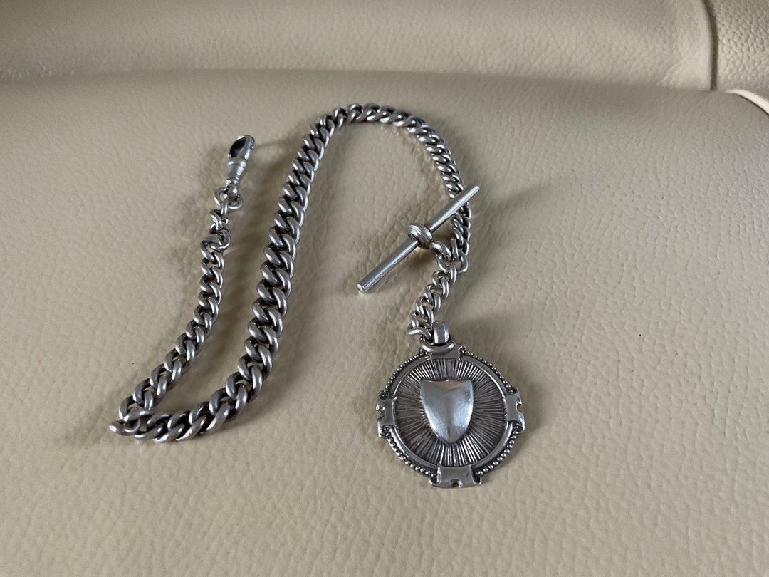 Vintage Silver Single Albert Watch Chain With Fob Pocket Watch Chain - Etsy