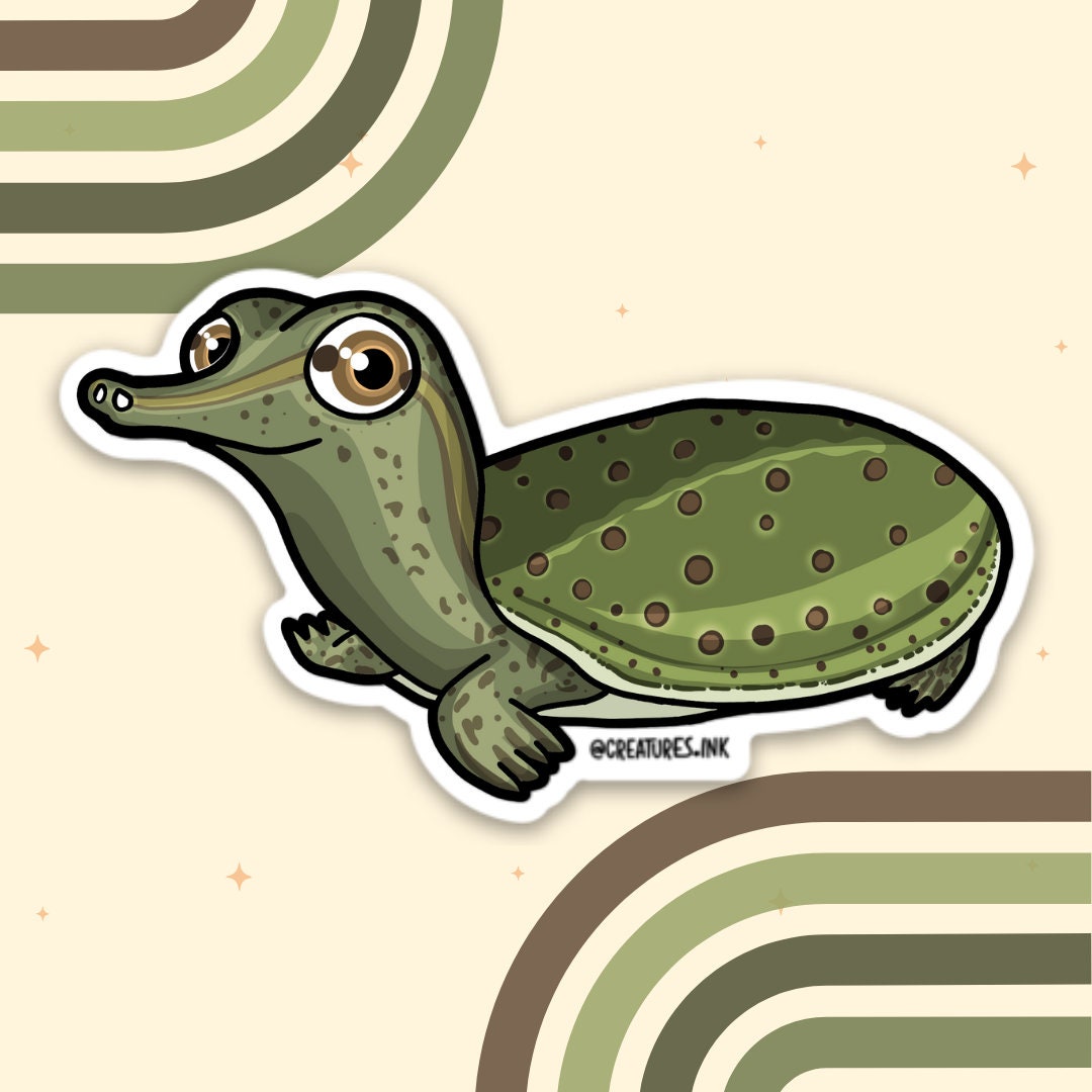 Smooth Softshell Turtle Sticker Cute Waterproof Vinyl Decal for Laptops ...