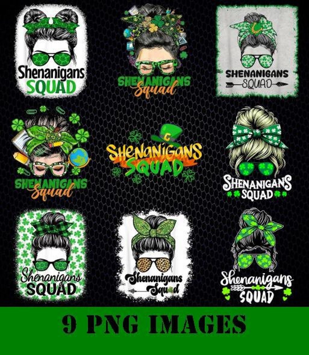 Shenanigans Squad Messy Bun St Patricks Day Png, St. Patrick's Day ...