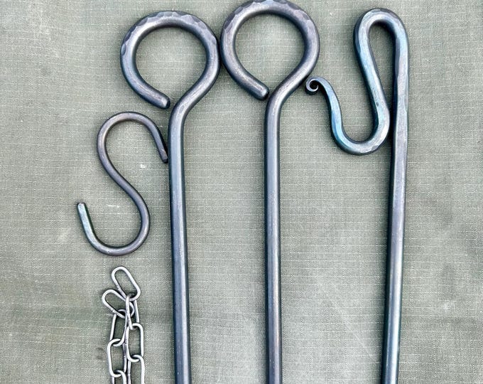 Campfire Tripod Camping Cook Irons Campfire Pot Hanger Hand Forged - Etsy