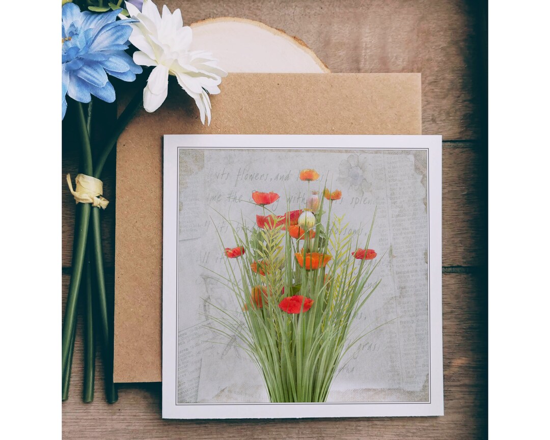 Poppies Card, Flower Card, Flora Card, Poppy, Poppies, Poppy Seed Head ...