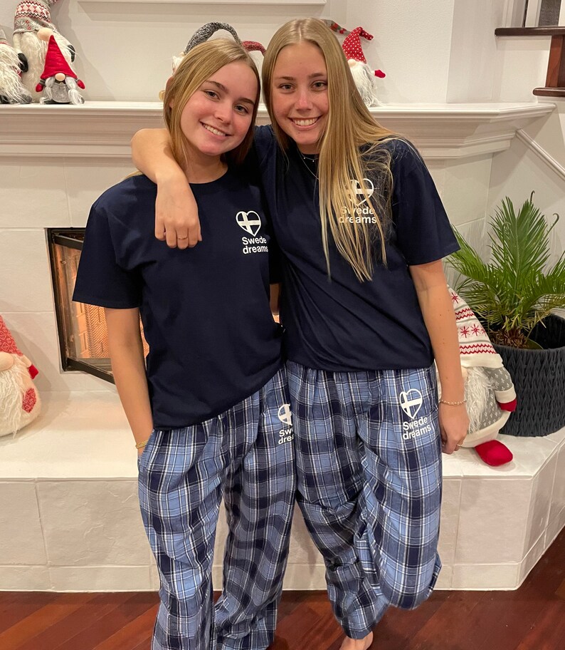 Swede Love Swede Dreams Blue Plaid Flannel PJ Pants for Kids and Adults ...
