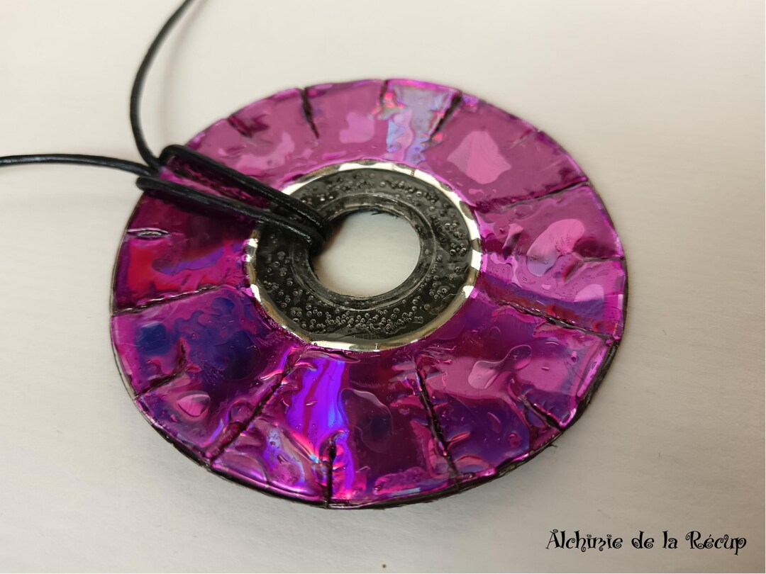 Purple Disc Necklace Made From Recycled CD Dvds - Etsy