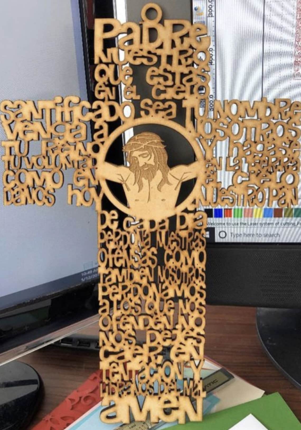 Cruz padre nuestro padre español oración láser corte vector - Etsy México