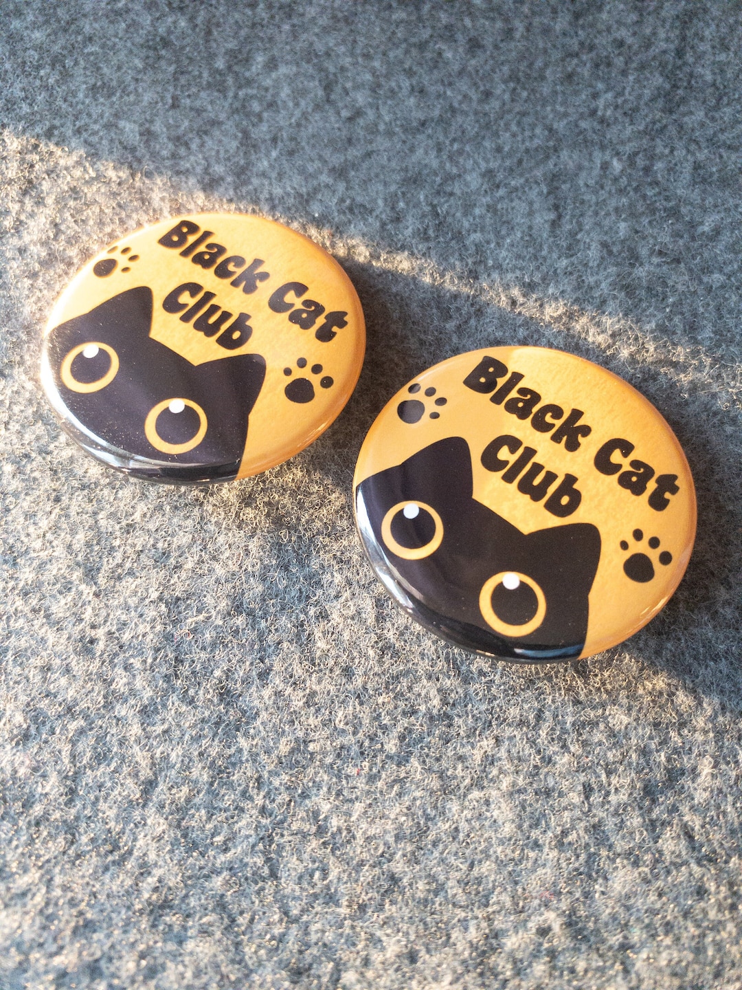 Black Cat Club Button - Etsy