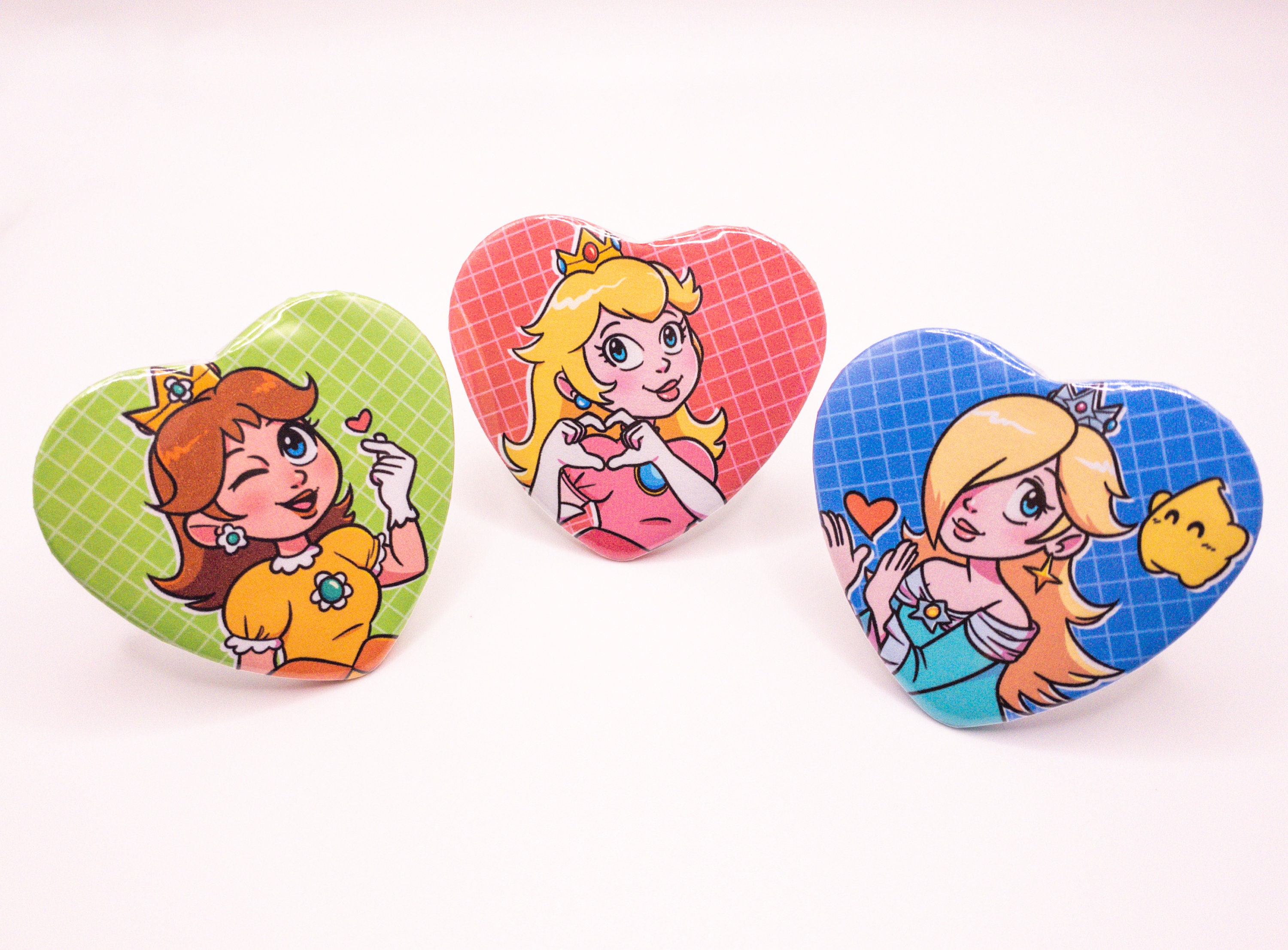 Super Mario Bros Princess Heart Buttons - Etsy