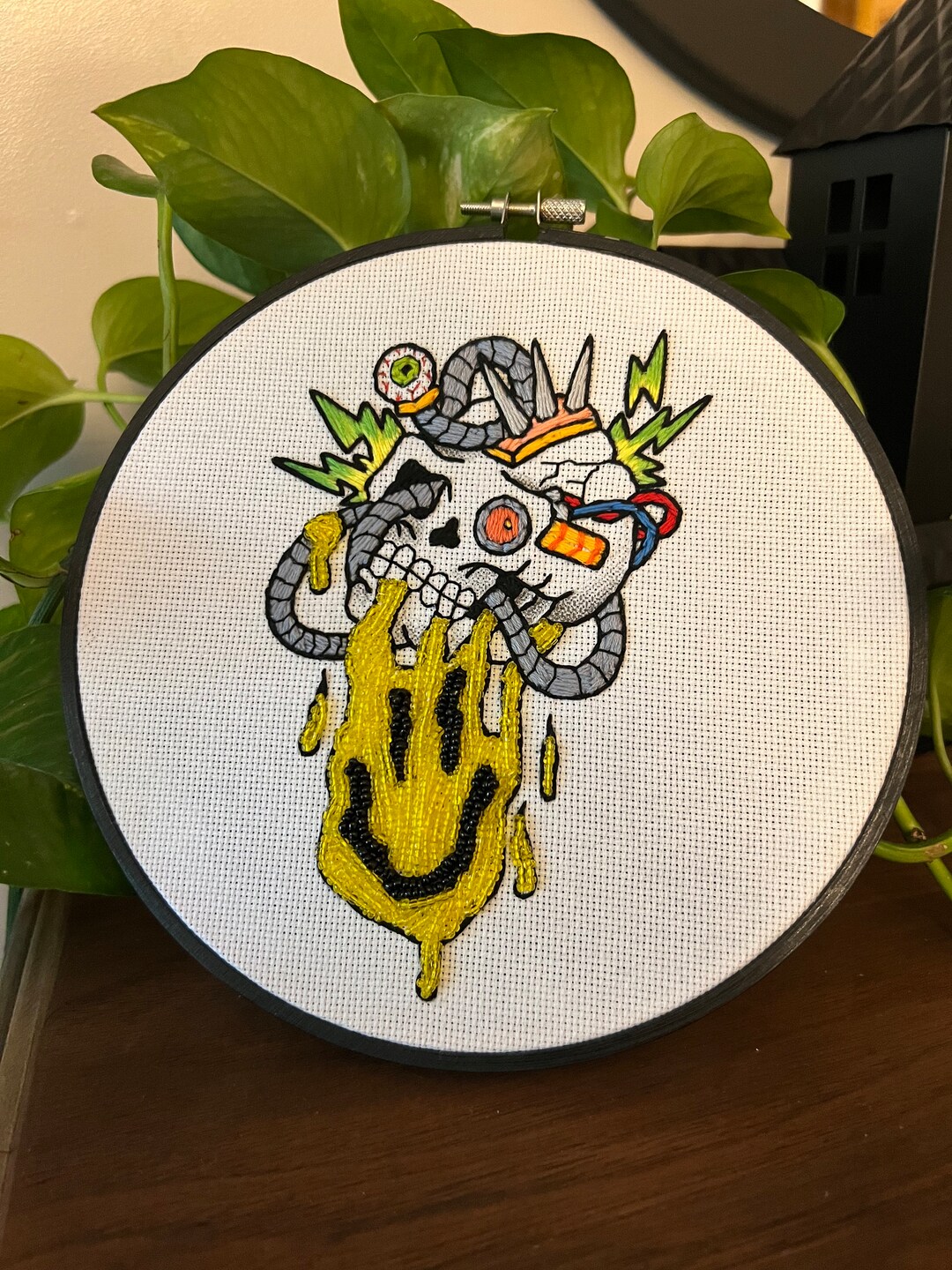 Tech Skull With Melting Smiley Face Beadwork - Etsy
