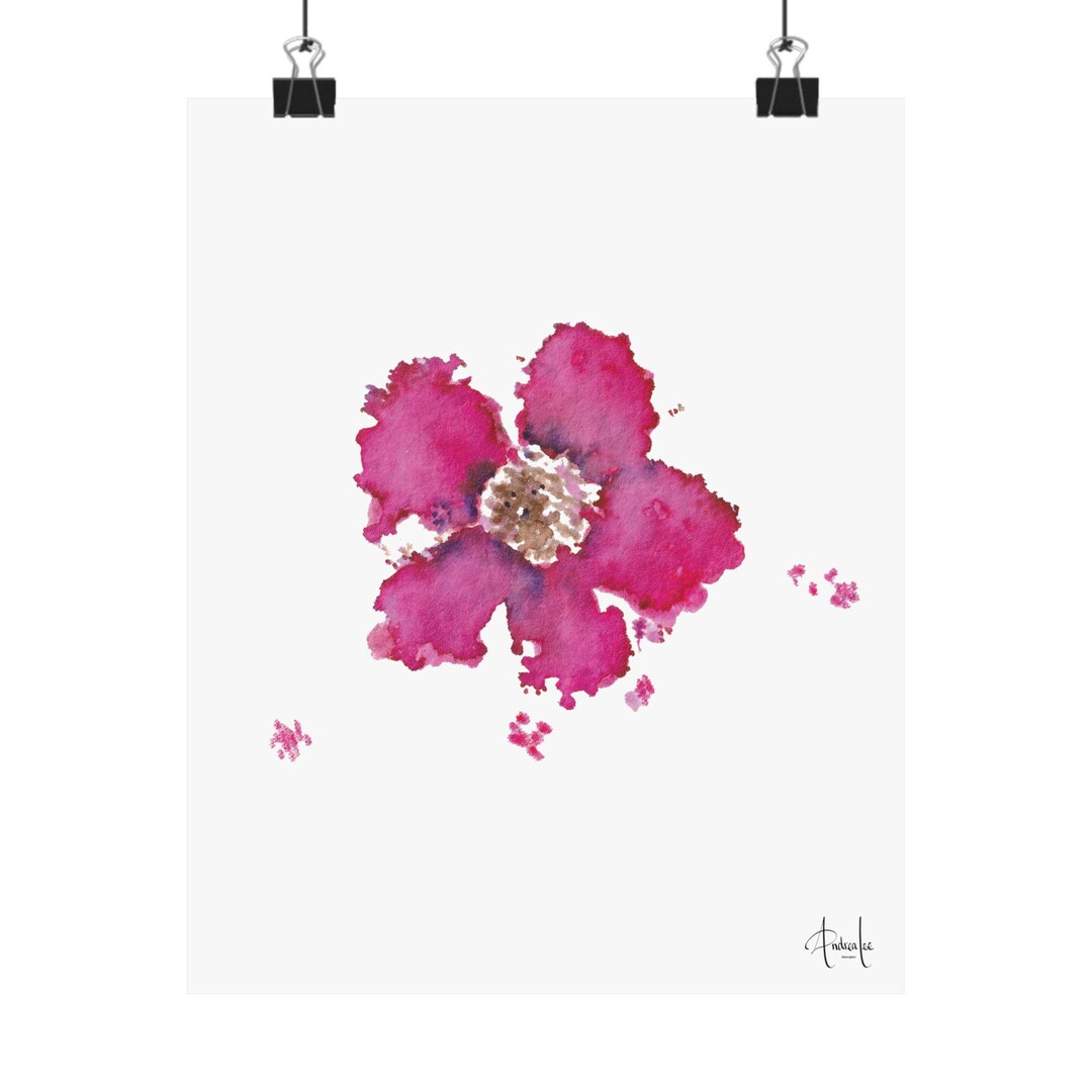 Radiant Pink Single Flower Art, Watercolor Cheerful Print - Etsy