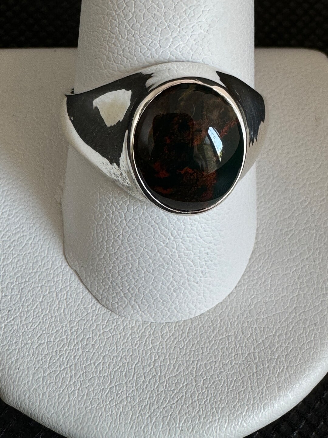 Sterling Silver Cabachon Bloodstone Ring - Etsy