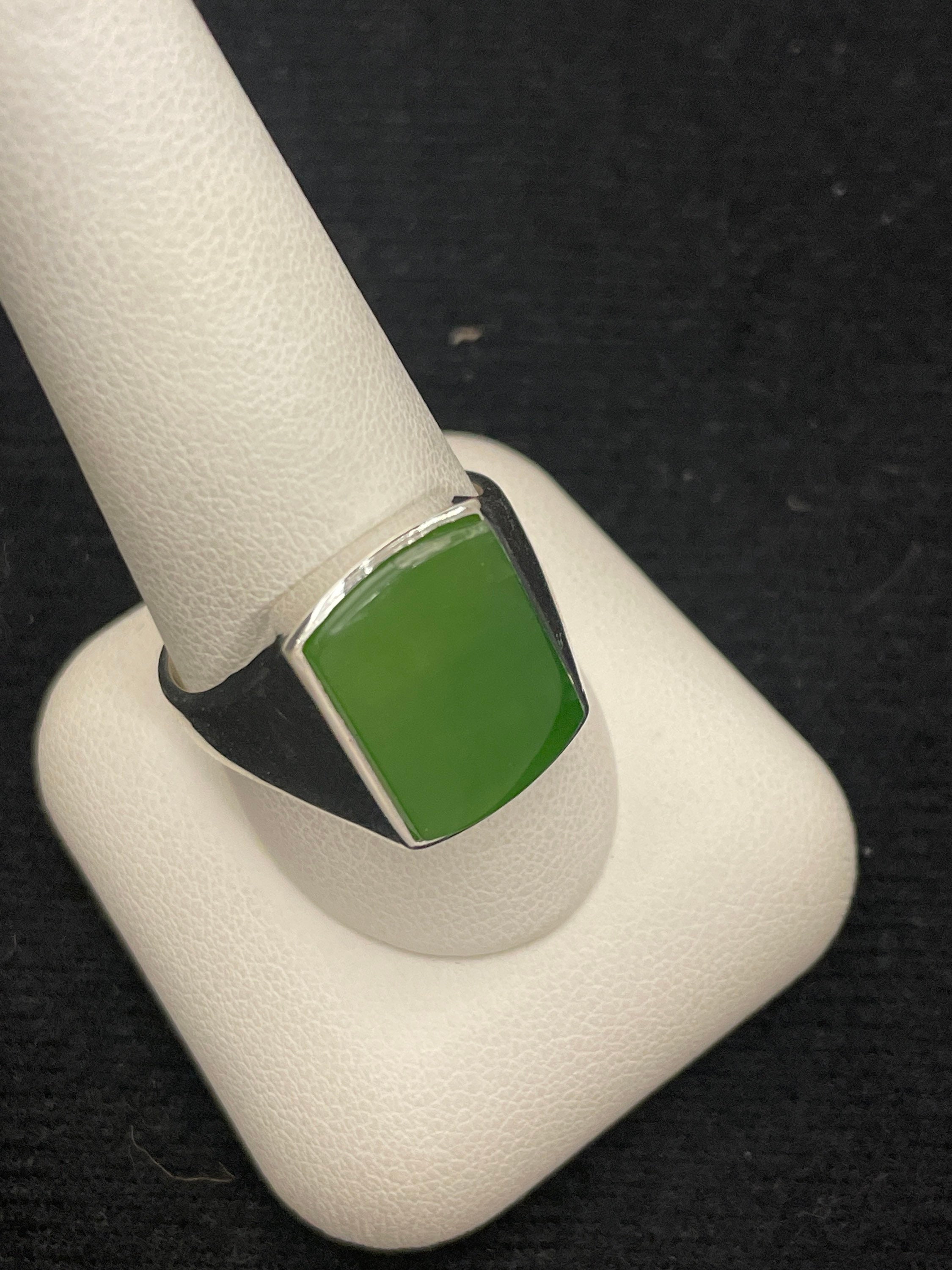 Mens Sterling Silver Nephrite Jade Ring - Etsy