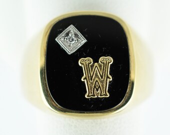 Onyx Initial Ring - Etsy