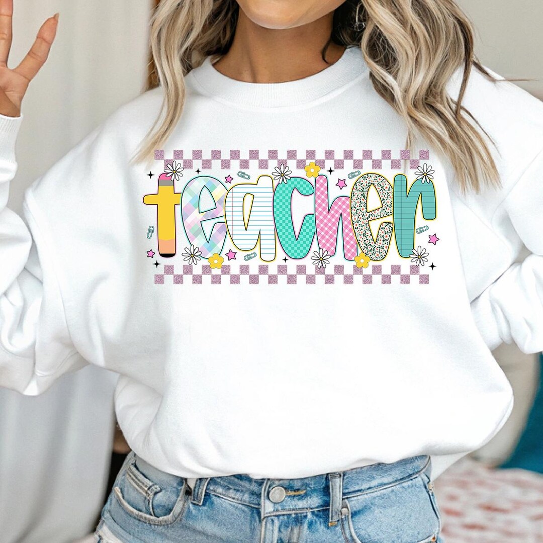 Checkered Preppy Teacher PNG: Retro Pencil Design (digital Download) - Etsy
