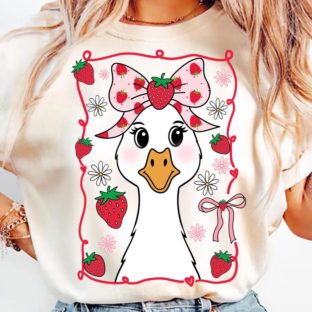 Cute Strawberry Goose Png, Summer Goose, Mama Goose Png, Coquette ...