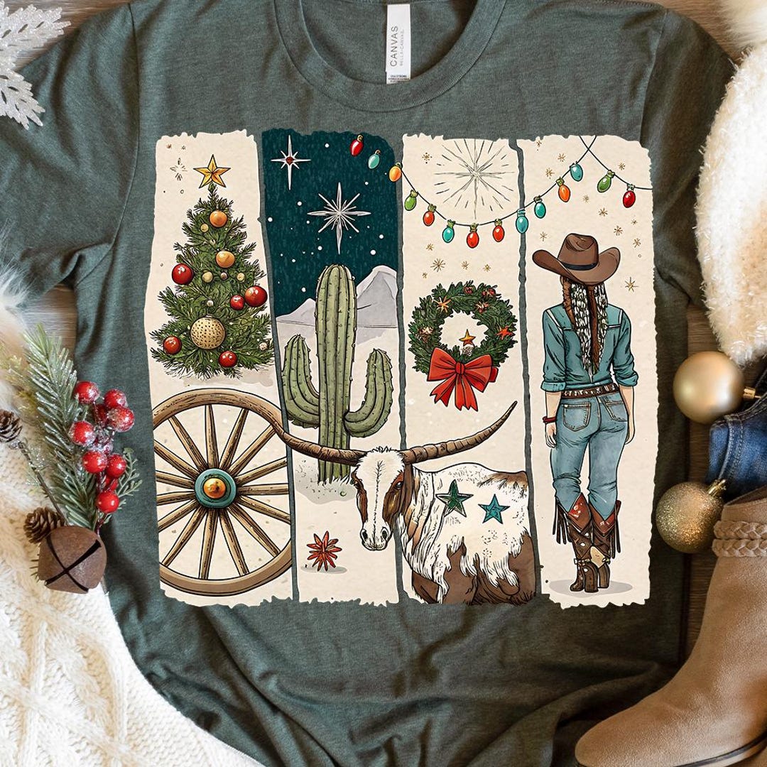 Howdy Christmas Cowgirl Clipart: Western Holiday PNG (300 DPI) - Etsy