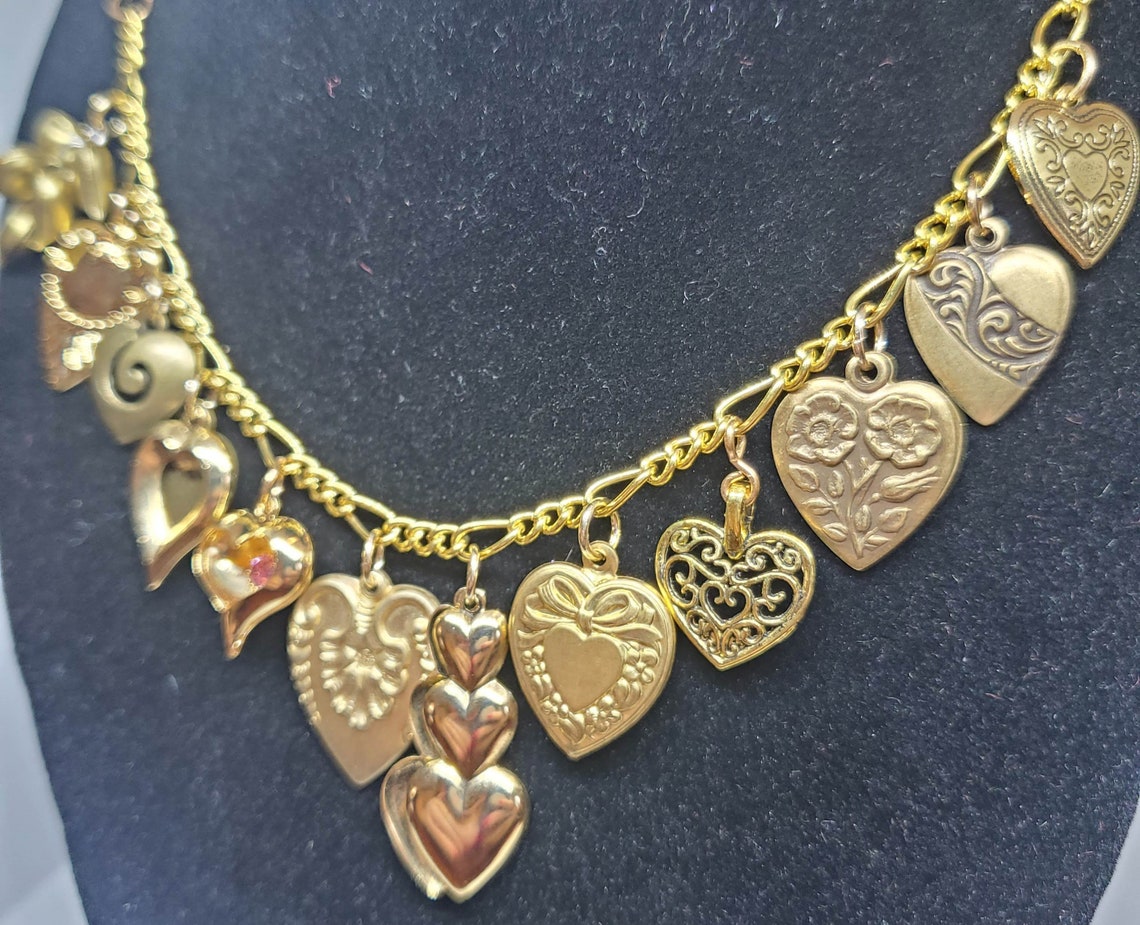 Heart Bracelet Handmade Victorian Vintage Recycled Unique With 12 ...