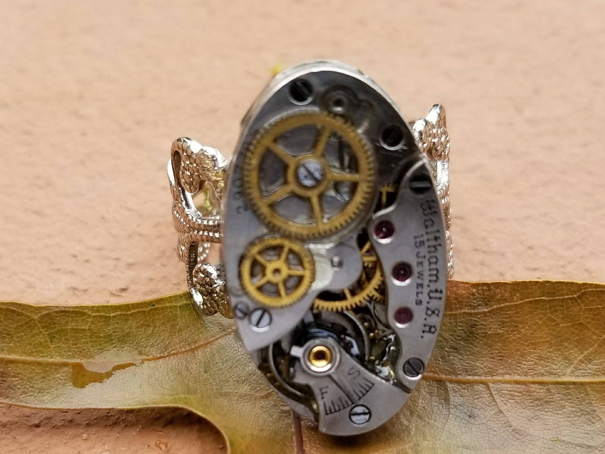 Steampunk Ring Handmade Vintage Victorian Recycled Upcycled From Ladies ...