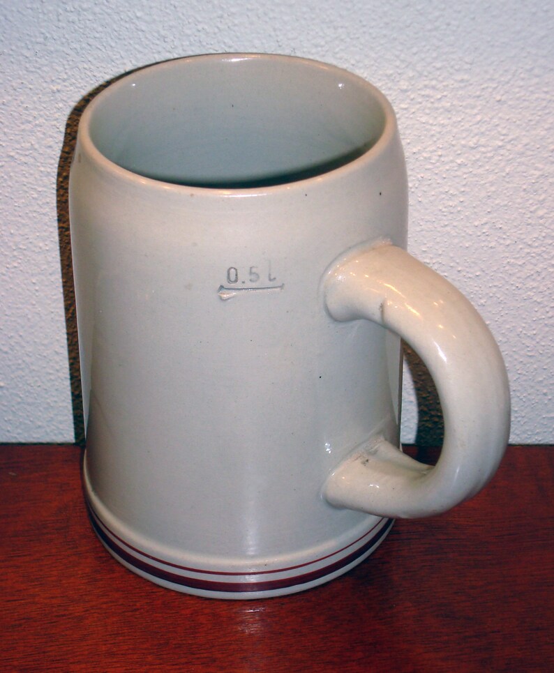 German Salt Glazed Stoneware Beer Mug, Colorful Buck and Doe Imagery, 0 ...