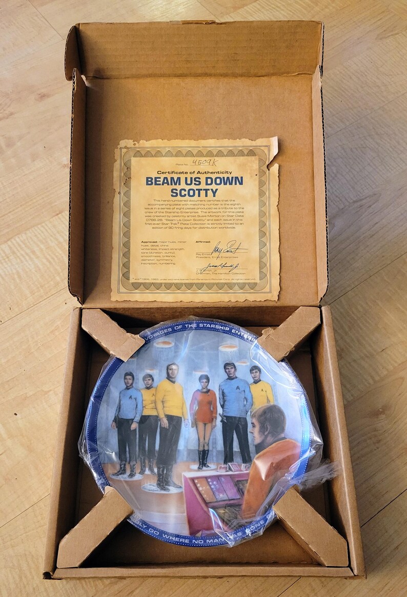 Vintage Star Trek Collector's Plate: Beam Us Down Scotty, 1983 Hamilton ...