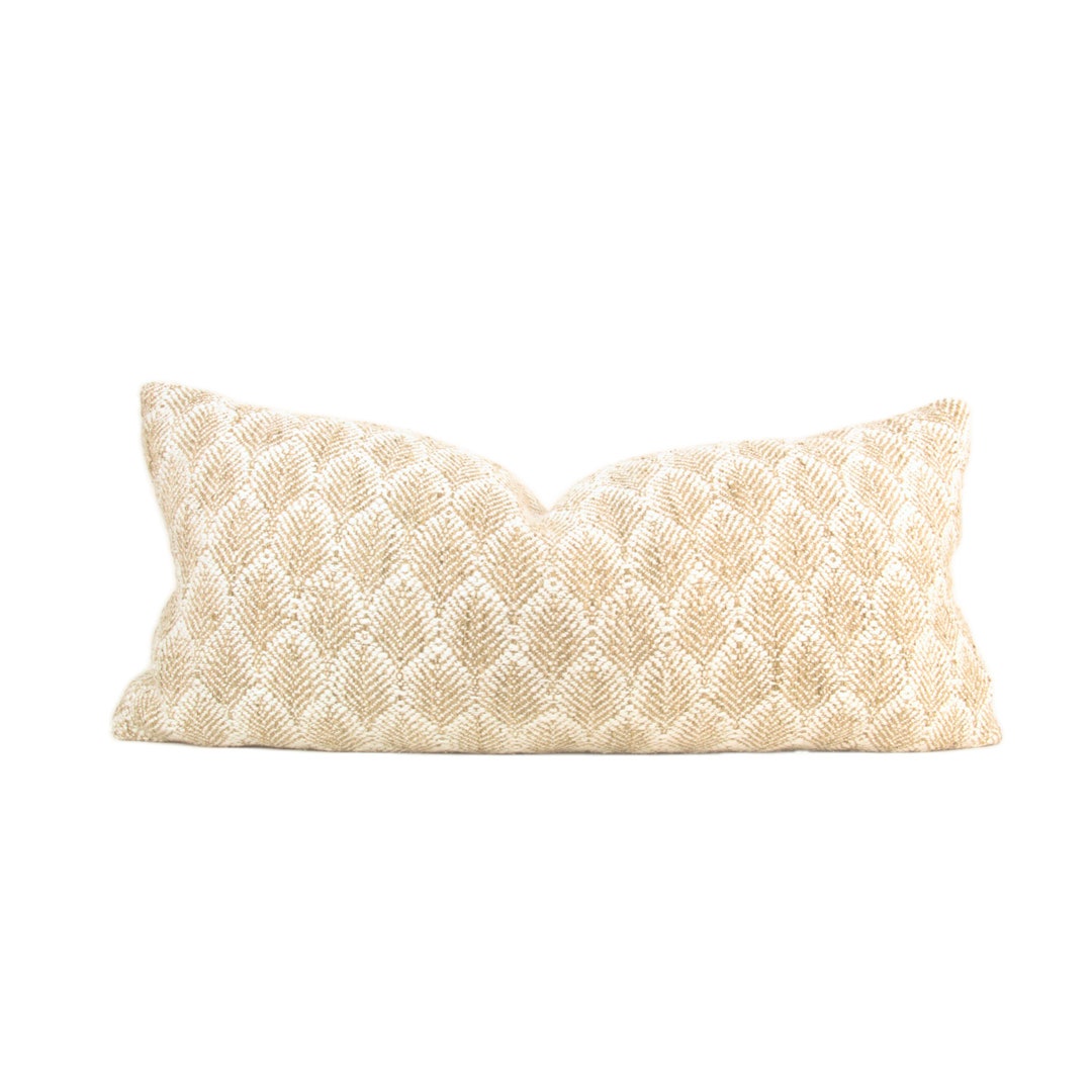 Beige, Tan & White Organic Leaf Pillow Cover, Lumbar // 12x24" and ...