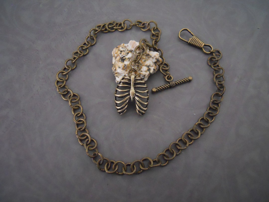 Handmade Pocket Watch Chain Antique Brass Bronze Rib Cage Bones ...