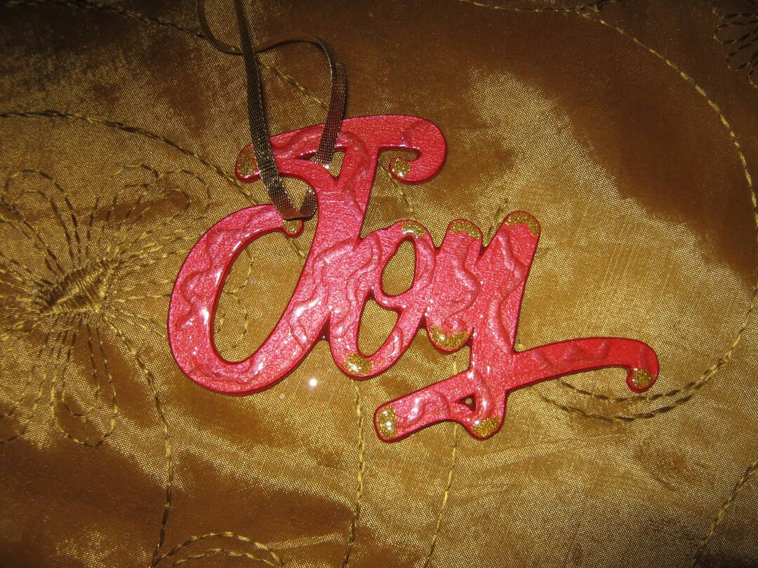 Red and Gold Wood Joy Sign Christmas Ornament - Etsy