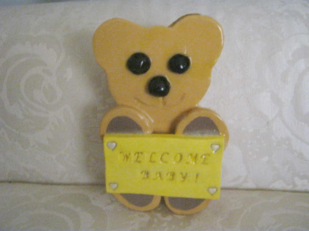 Light Brown Teddy Bear Welcome Baby Sign Stand up Decor - Etsy