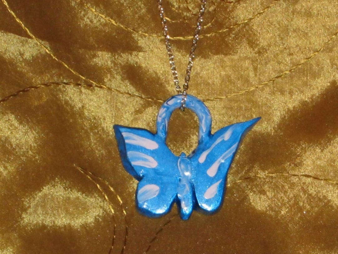 Transformation - Butterfly, Metallic Ice Blue and Lavender Pendant ...