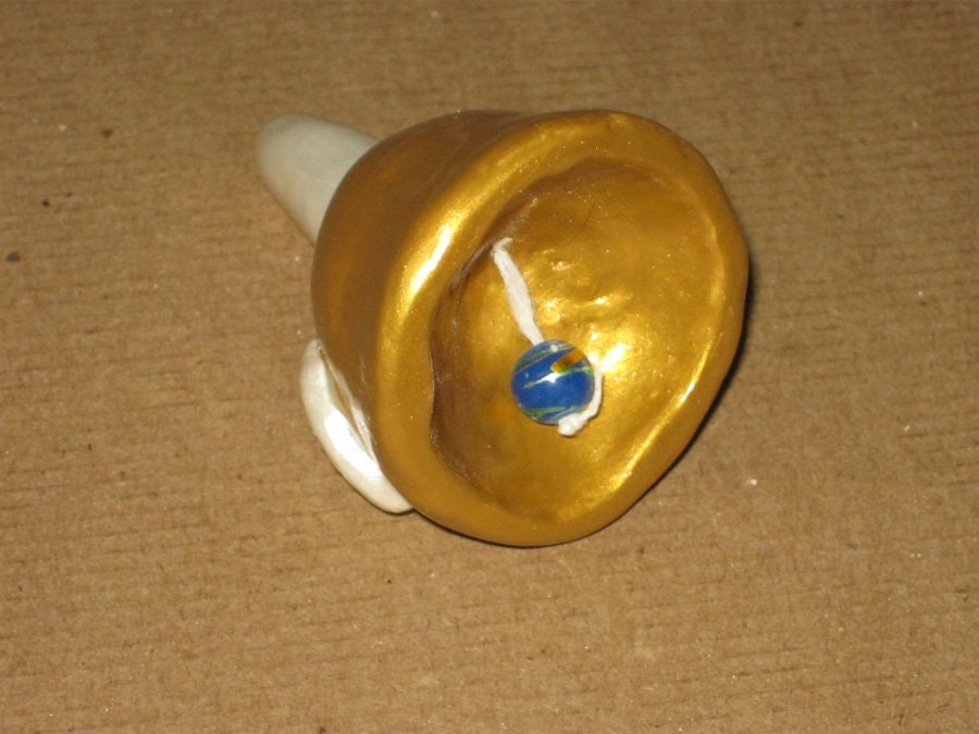 Gold and White Bell With Glass Bead Clapper - Etsy UK