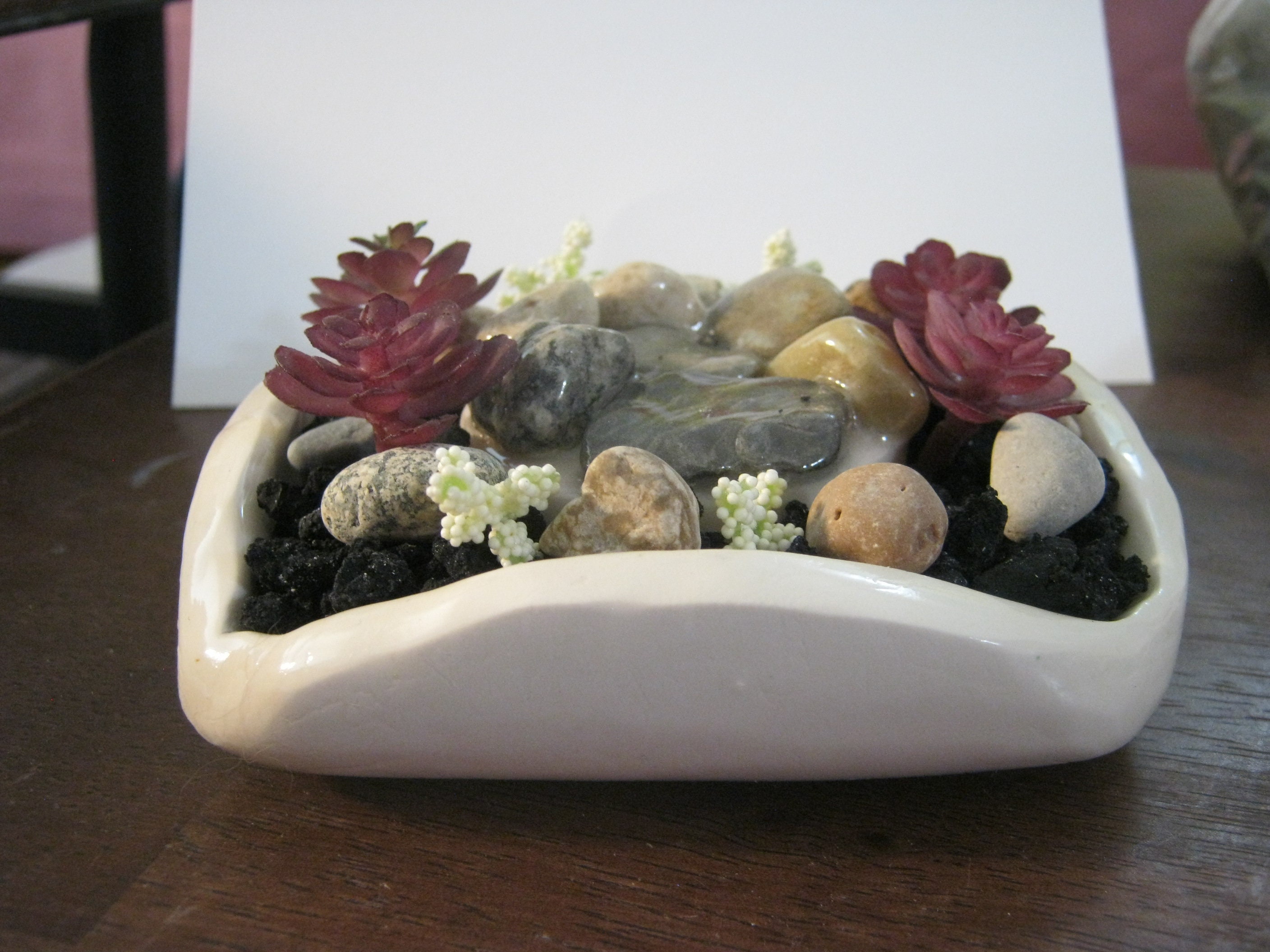 Miniature Rock Garden Container With Dirt, Rocks, and Flowers - Etsy