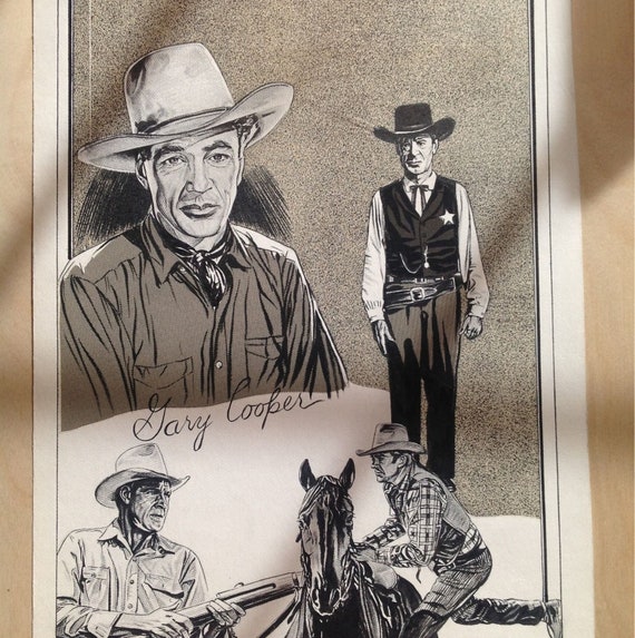 Gary Cooper Original Art by Mario Demarco | Etsy