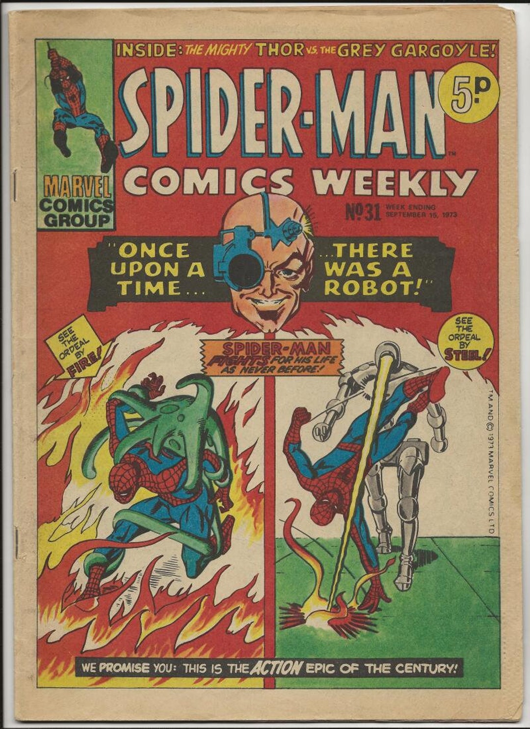 Spider-man Comics Weekly 31 British Professor Stromm Cover 1973 - Etsy