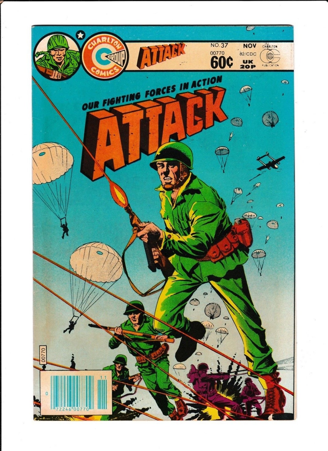 Attack 37 Parachute Cover Charlton Comics Bronze Age Vintage Comic - Etsy