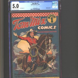 Tom Mix Comics 1 CGC 5.0 Origin of Tom Mix. Box Top Mail-away 1940 - Etsy