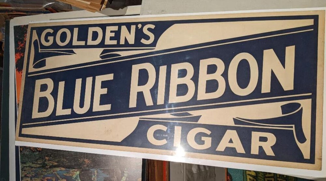 Blue Ribbon Cigar Cardboard Sign 1940's - Etsy