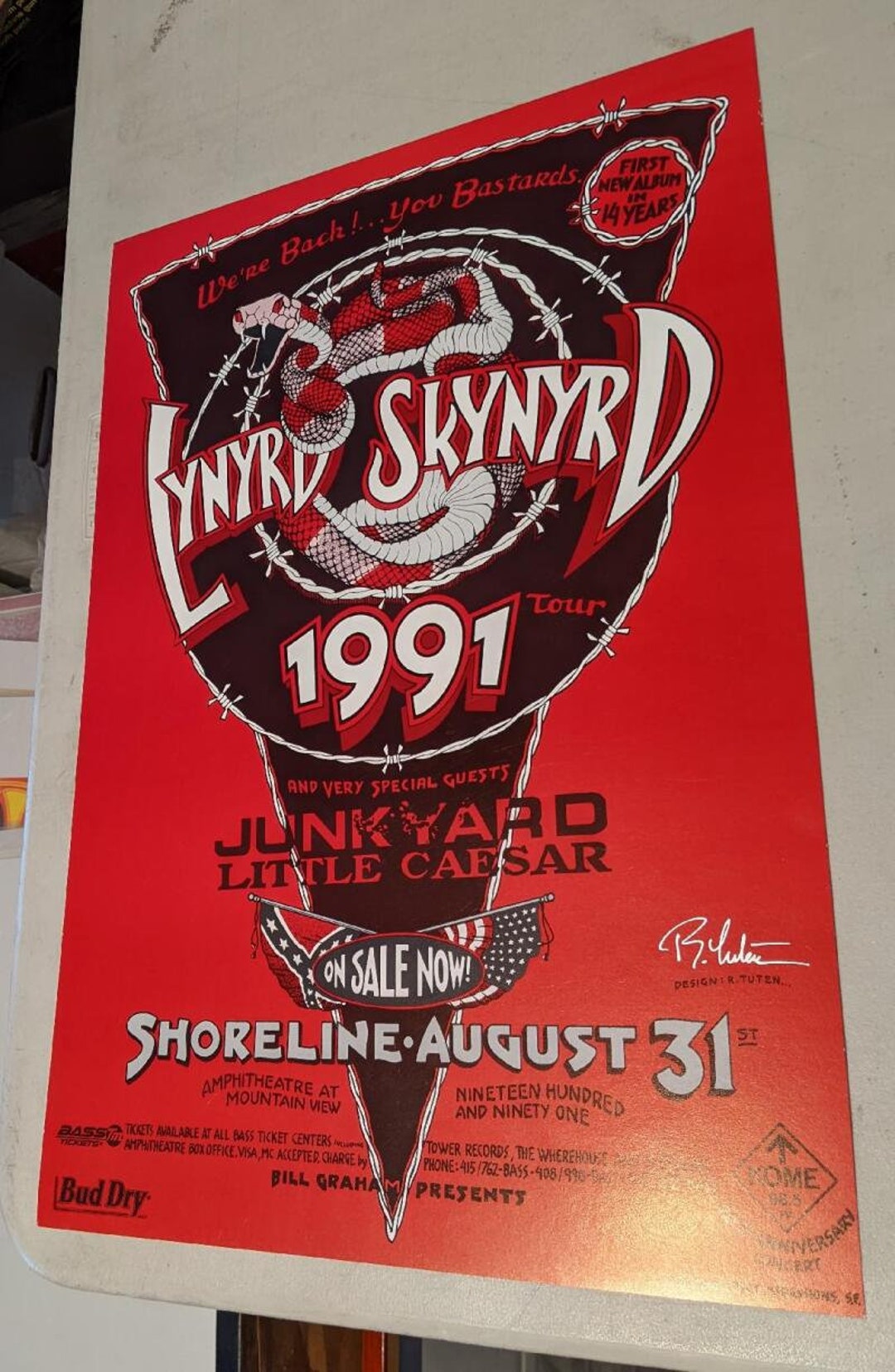 Lynyrd Skynyrd 1991 Tour Poster Signed by Randy Tuten - Etsy