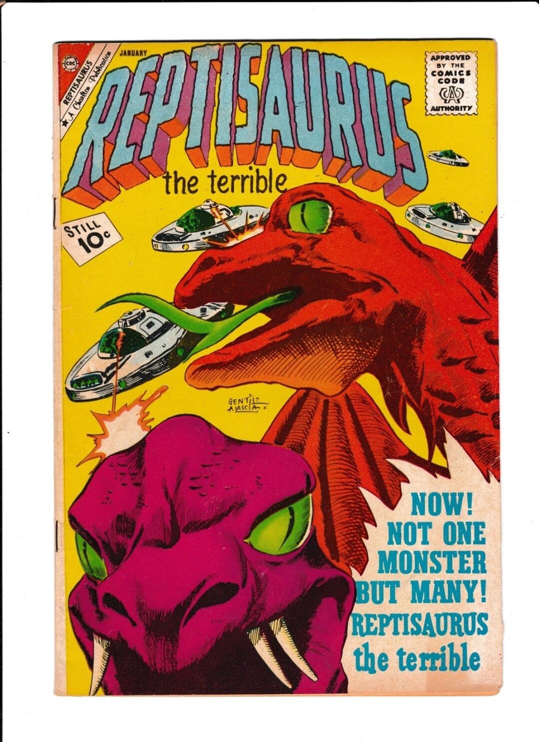Reptisaurus 3 Great UFO Cover Charlton Comics Silver Age Vintage Comic ...