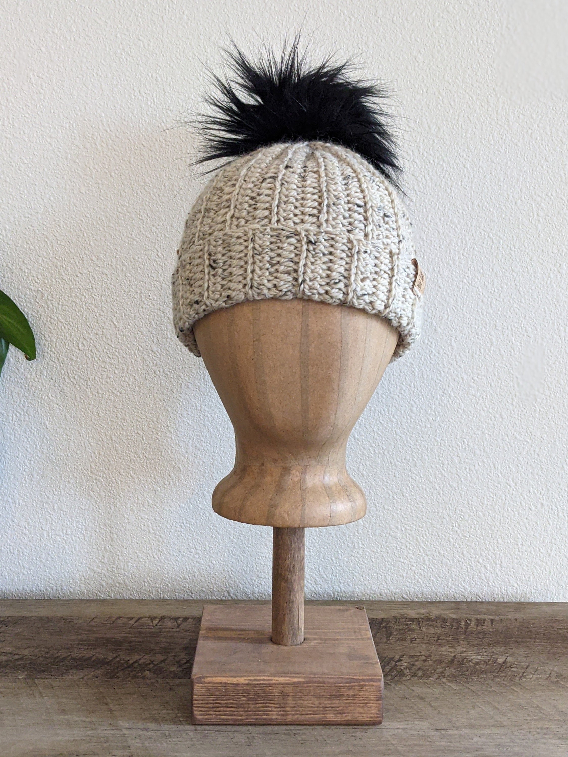 City Tweed Pom Hat, Faux Fur, Beanie, Toque, Slouchy Hat, Slouchy ...