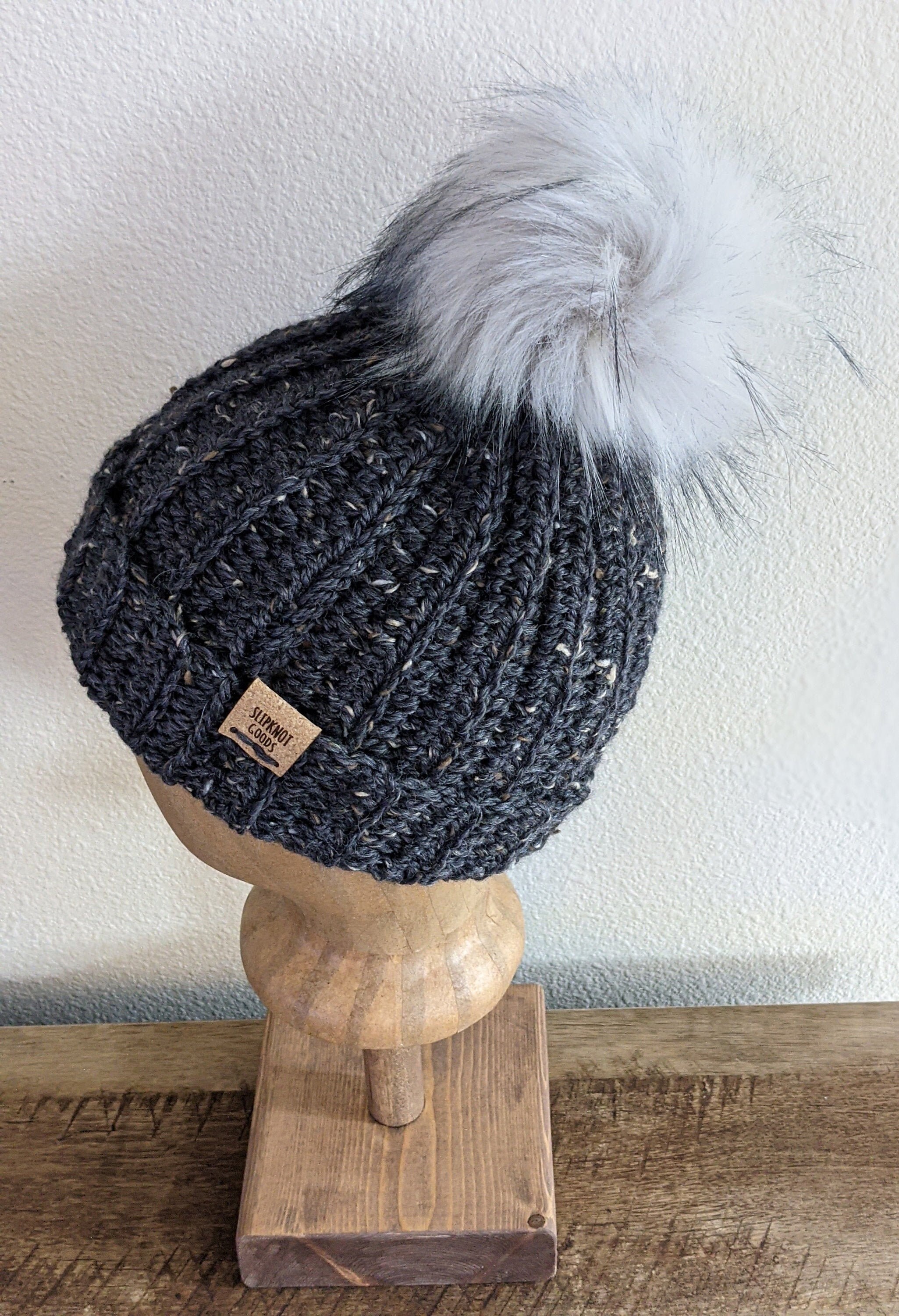 City Tweed Pom Hat, Faux Fur, Beanie, Toque, Slouchy Hat, Slouchy ...