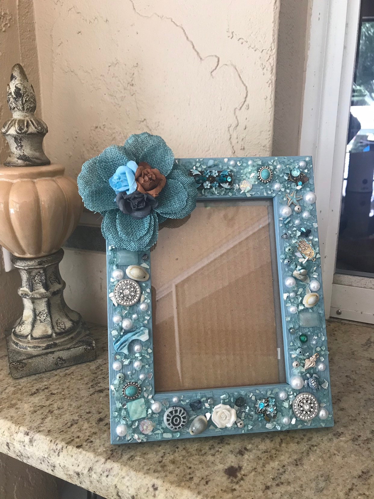 Frame, 5x7 Frame, Mixed Media Frame , Frame Decor ,photo Frame , Beach ...