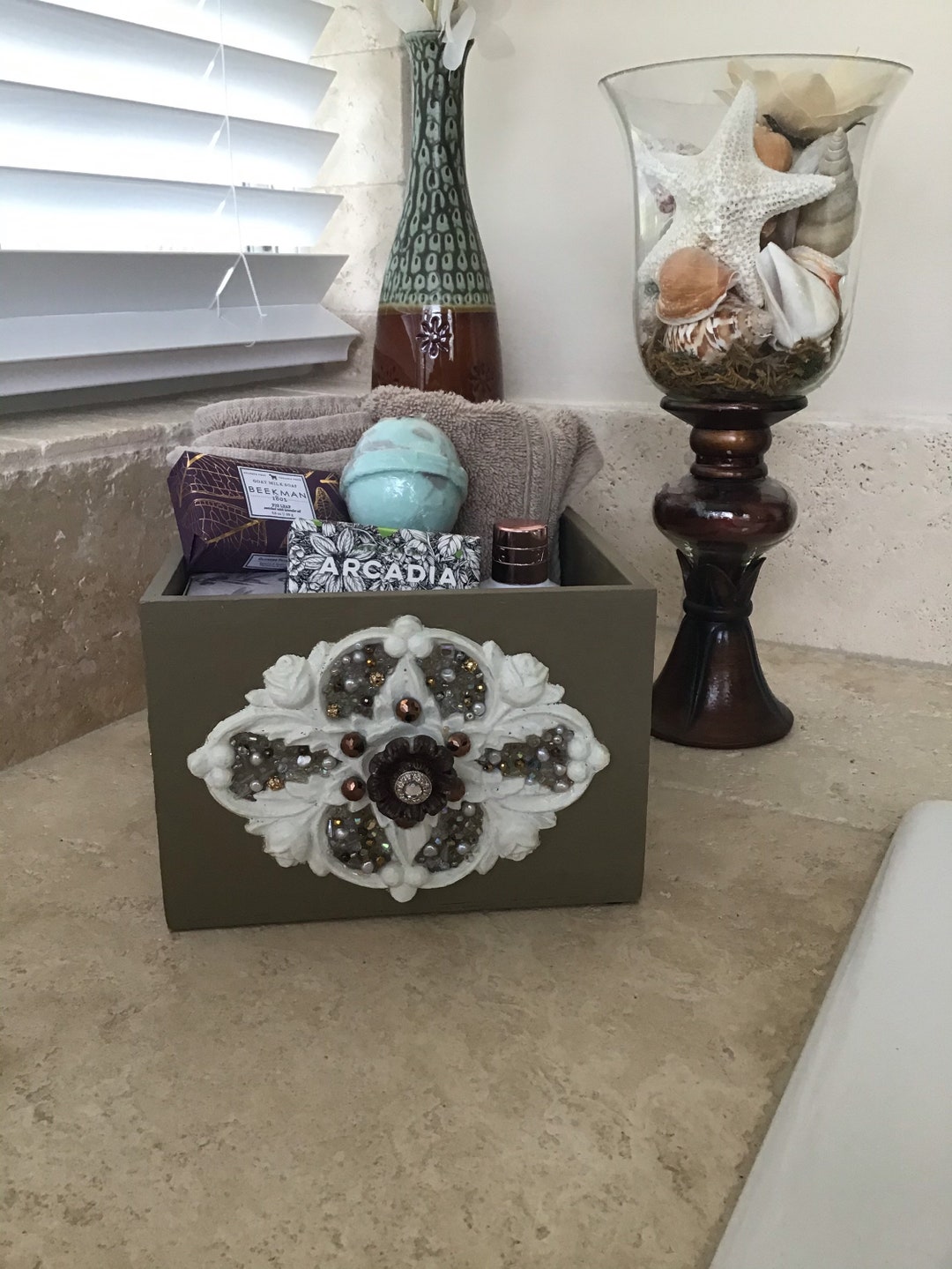 Shabby Chic Wood Decor Cube Box, Treasure Box, Decorative Wood Box ...