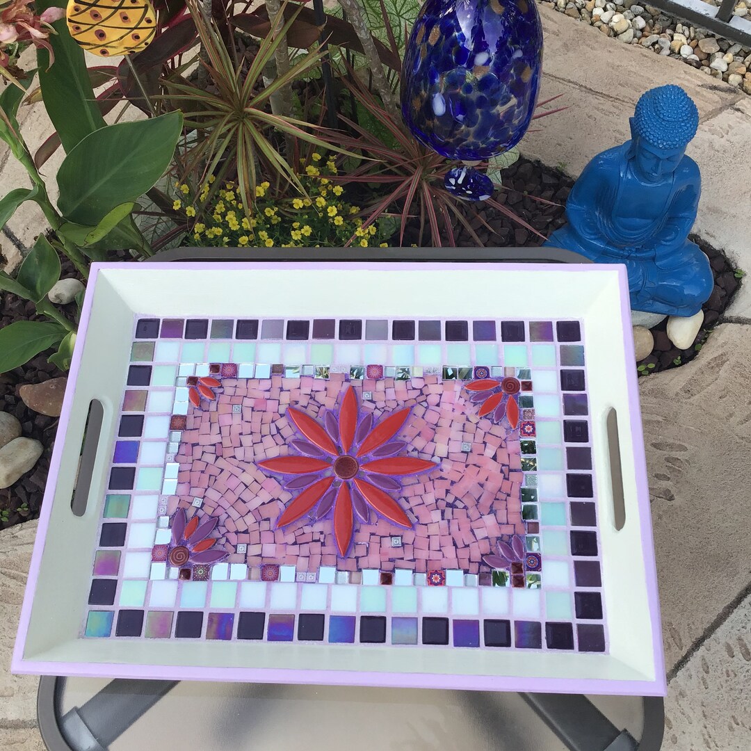 Home Decor Mosaic Art Mosaic Tray Ottoman Tray Coffee - Etsy
